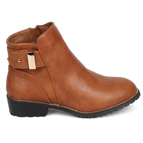 DbDk Fashion | Shoes | Dbdk Almond Toe Zip Trim Buckled Low Lugged Heel ...